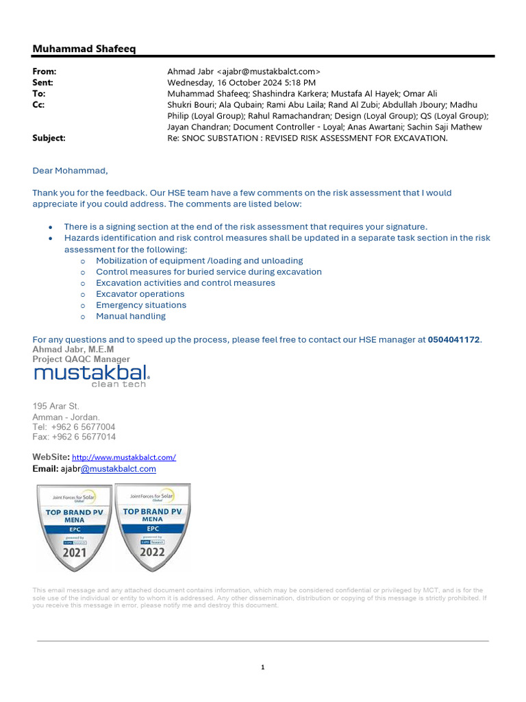 Snoc - Risk Assessment Comments From MCT | PDF