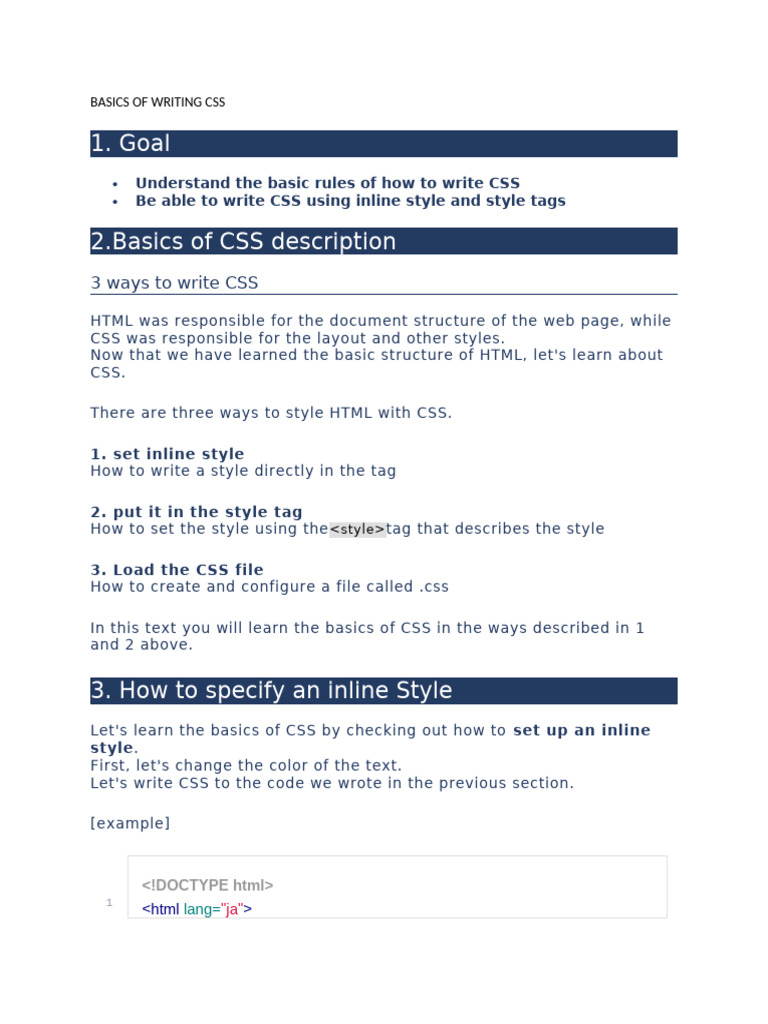 Basics Of Writing Css Pdf Html Computer File Formats