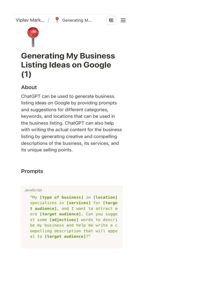? Generating My Business Listing Ideas On Google | PDF | Business ...