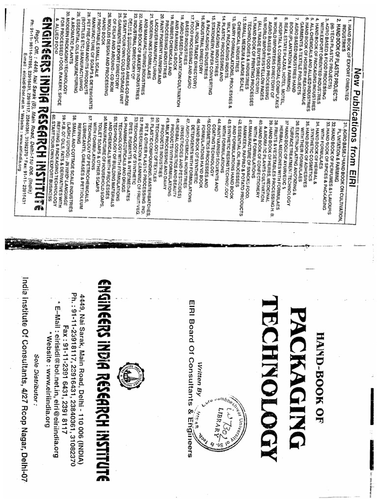 Hand Book Packaging Technology Rs110 71-130 | PDF