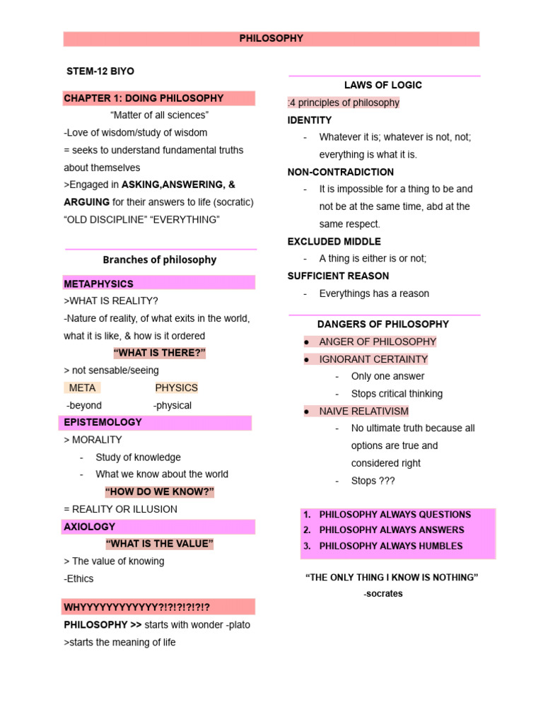 Philosophy Reviewer (1) | PDF | Socrates | Metaphysics