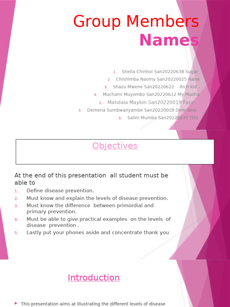 Group 2 Presentation | PDF | Preventive Healthcare | Diseases And Disorders