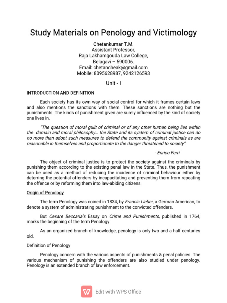 Overview of Penology and Punishment | PDF