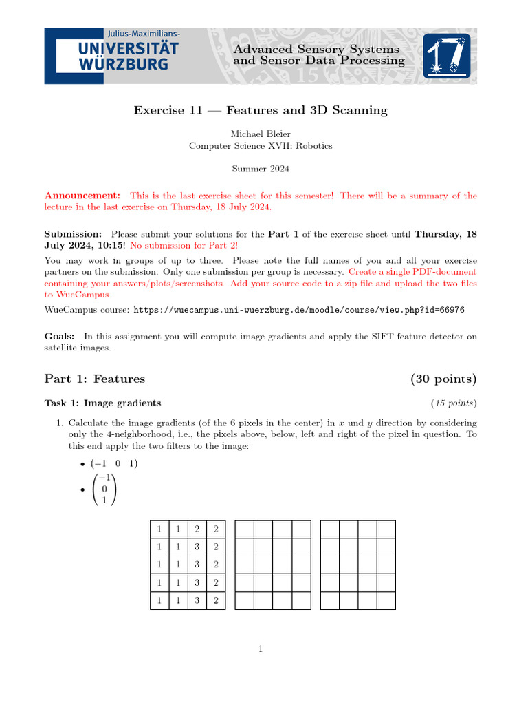 AdvancedSensorySystems Exercise 11 | PDF | Computer Vision | Imaging