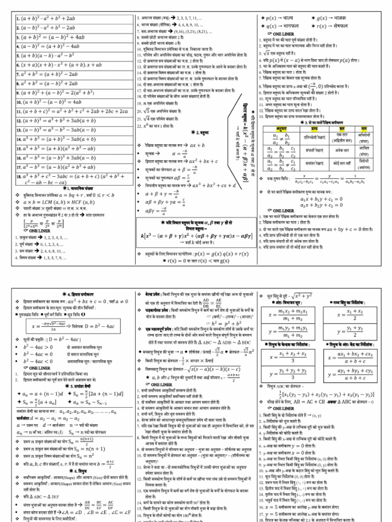 10th Math Formula | PDF