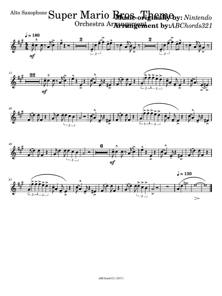 Alto Saxophone Super_Mario_Bros._ | PDF | Nintendo Consoles | Video ...