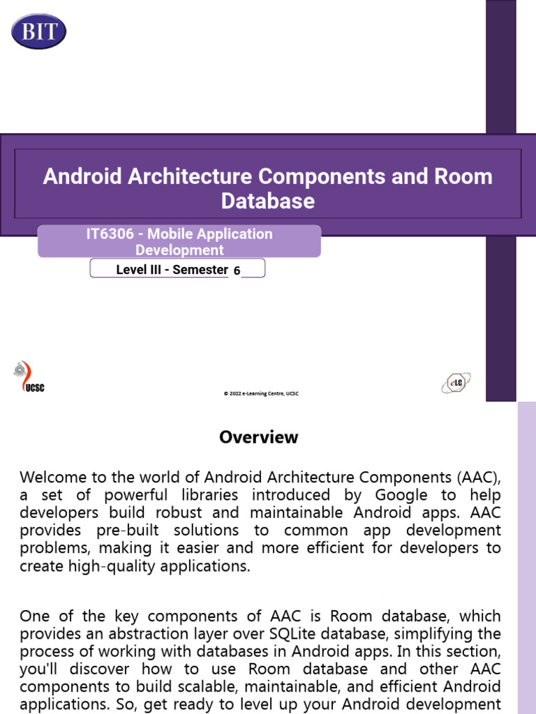 Lesson 5 - Android Architecture Components and Room Database - vVLE ...