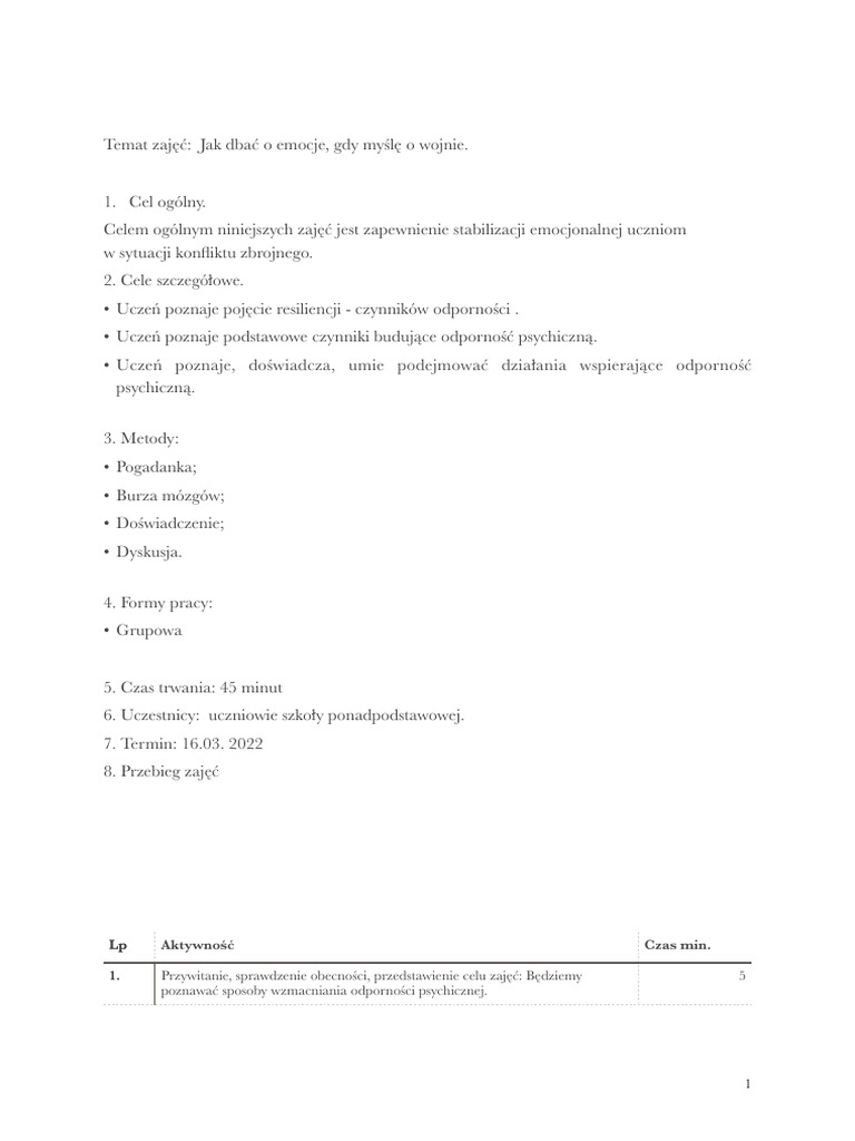 Scenariusz Jak Dbać | PDF