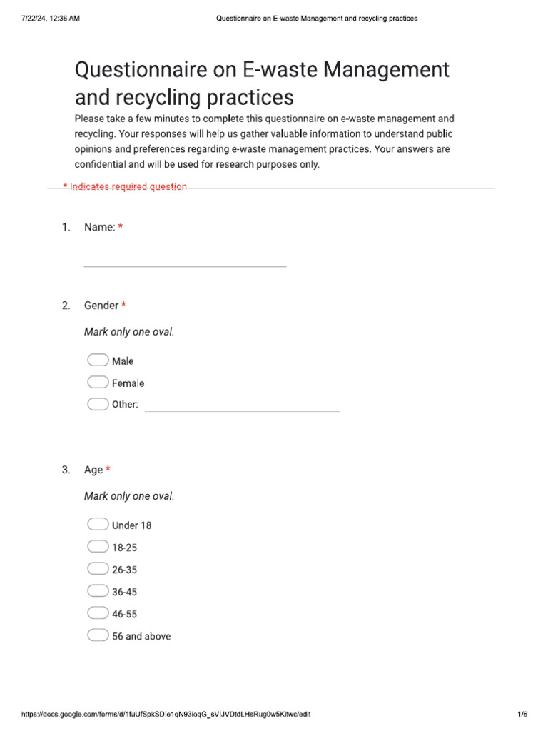 Original Questionaire | PDF