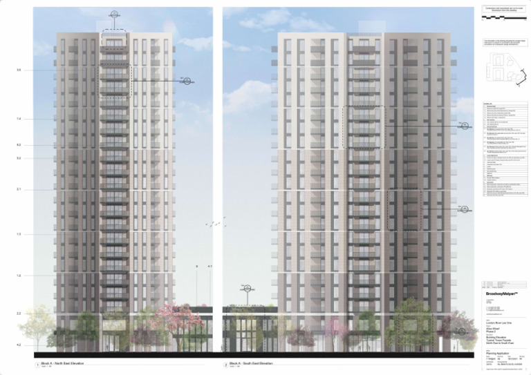 Building Elevation Typical Tower Facade North East and South East ...