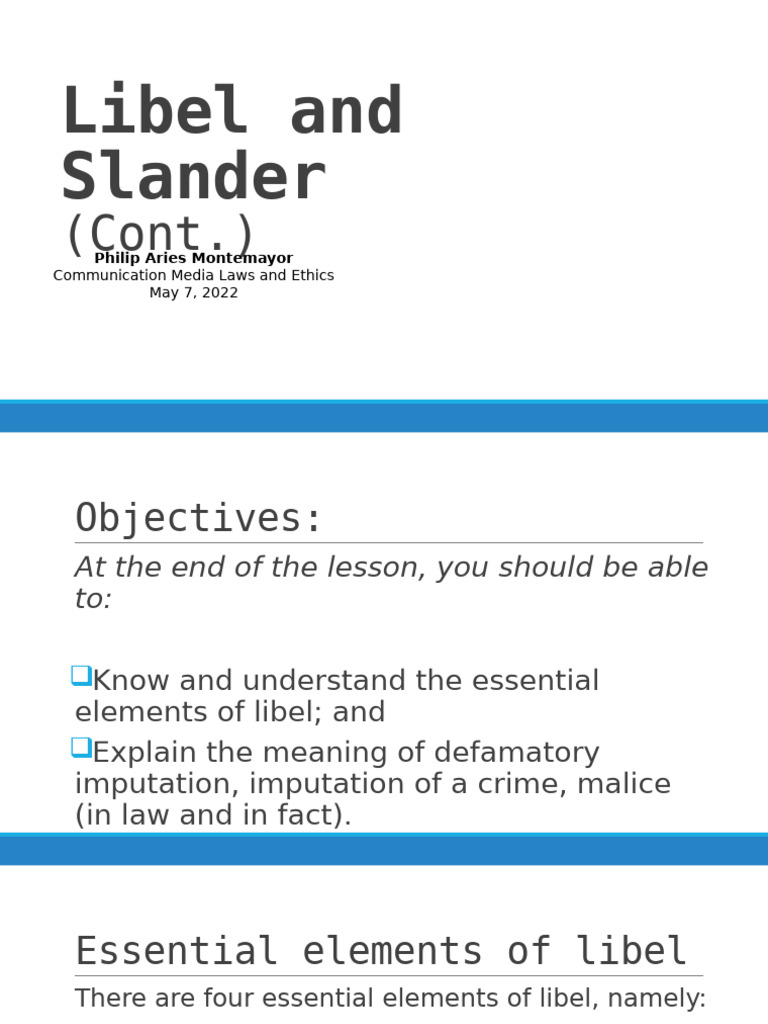 2 Libel and Slander Part II 2022 | PDF | Defamation | Criminal Justice