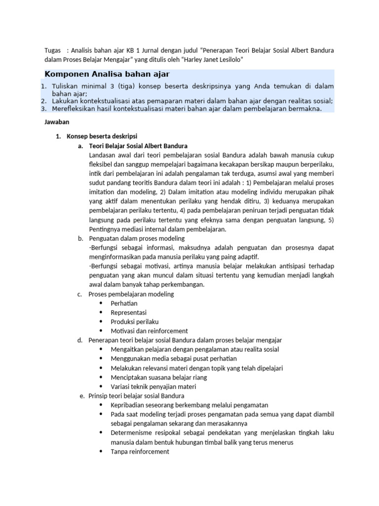 Analisis Bahan Ajar Modul Teori Belajar | PDF