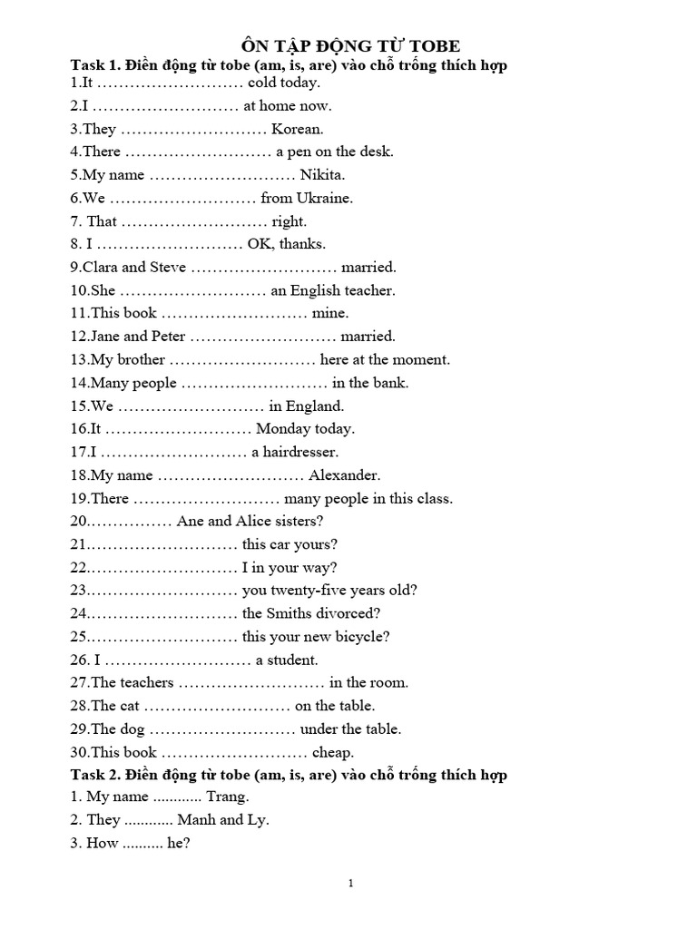 ÔN TẬP ĐỘNG TỪ TOBE | PDF | Vietnam