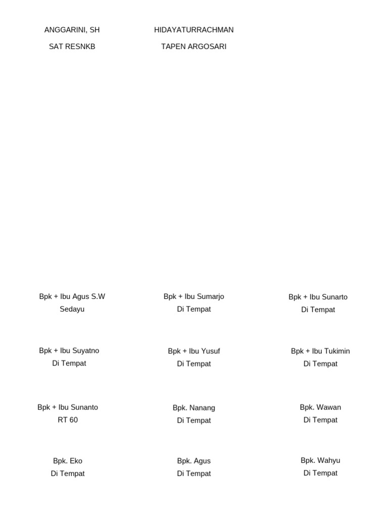 Nama-Namaa Undangan (Autosaved) 1 Kode 103 | PDF