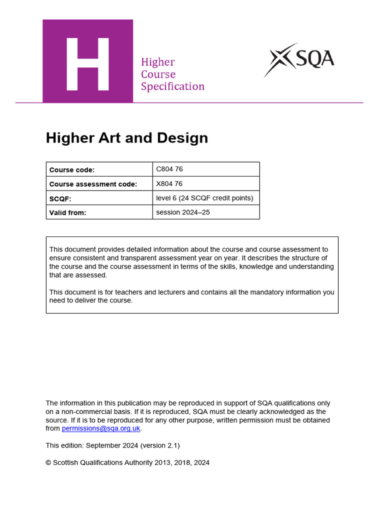H Course Spec Art Design | PDF | Learning | Knowledge