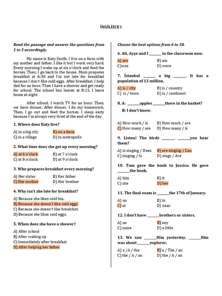 English Language Practice Exercises | PDF