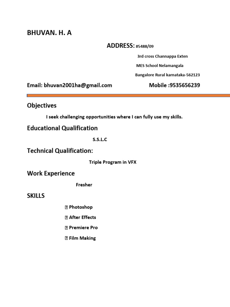 Bhuvan H A (Resume) | PDF