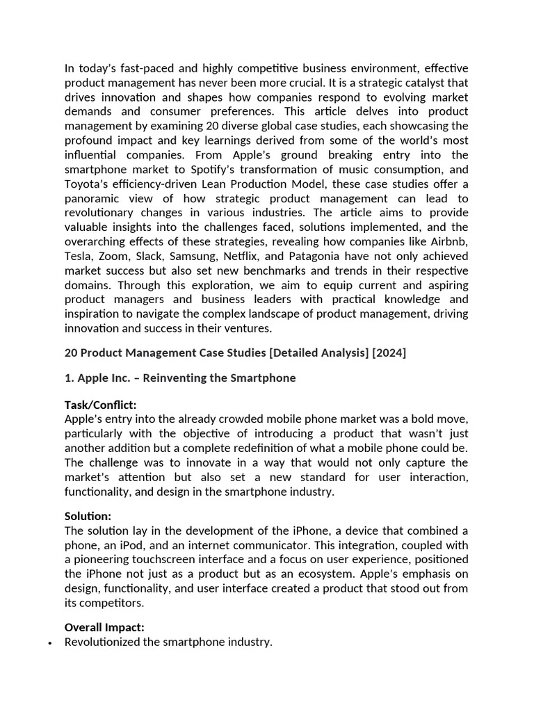 20 Case Studies in Product Management | PDF | Artificial Intelligence ...