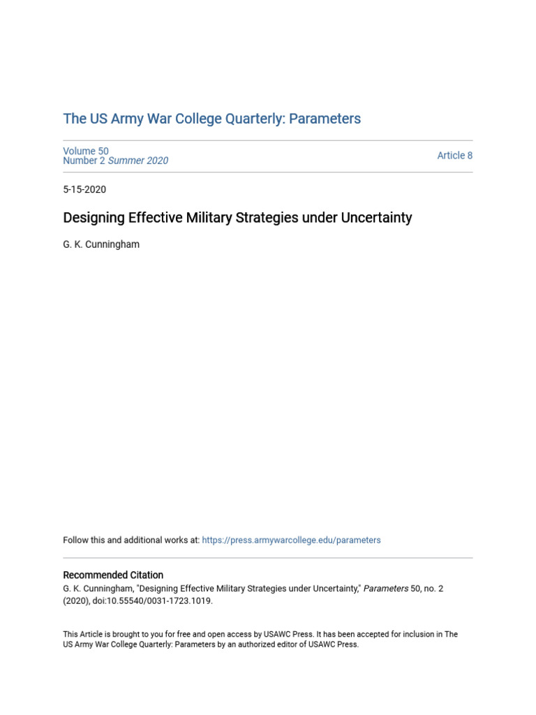 Designing Effective Military Strategies under Uncertainty | PDF ...