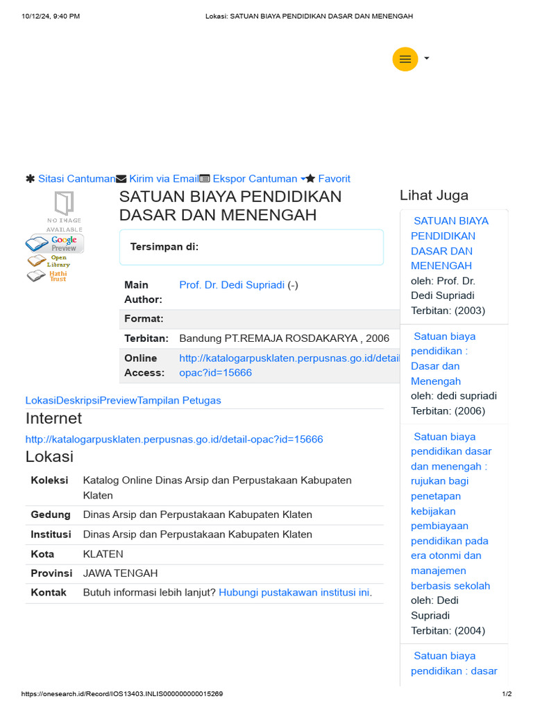 Dedi Supriyadi - Satuan Biaya Pendidikan Dasar Dan Menengah | PDF