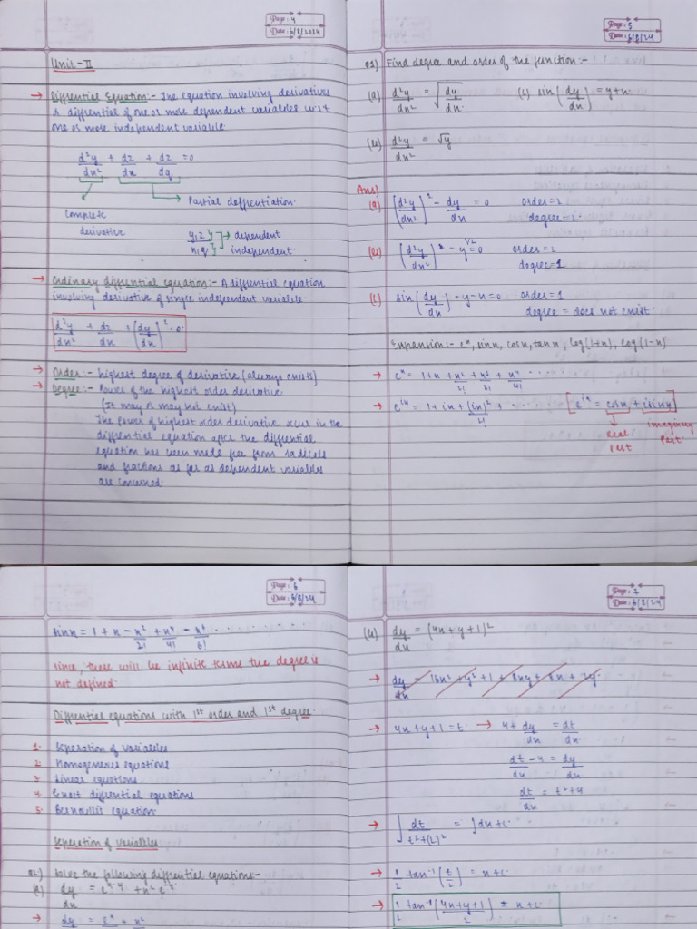 Engineering Mathematics Notes (Mid Sem 1) | PDF