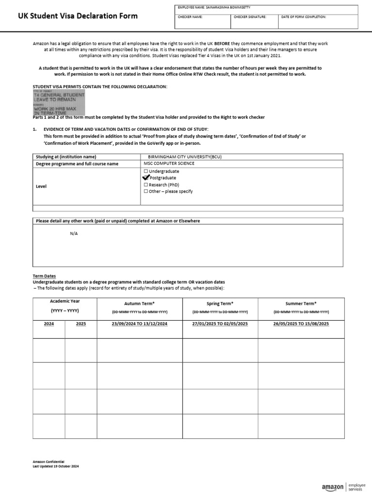 UK Student Declaration Form | PDF | Travel Visa