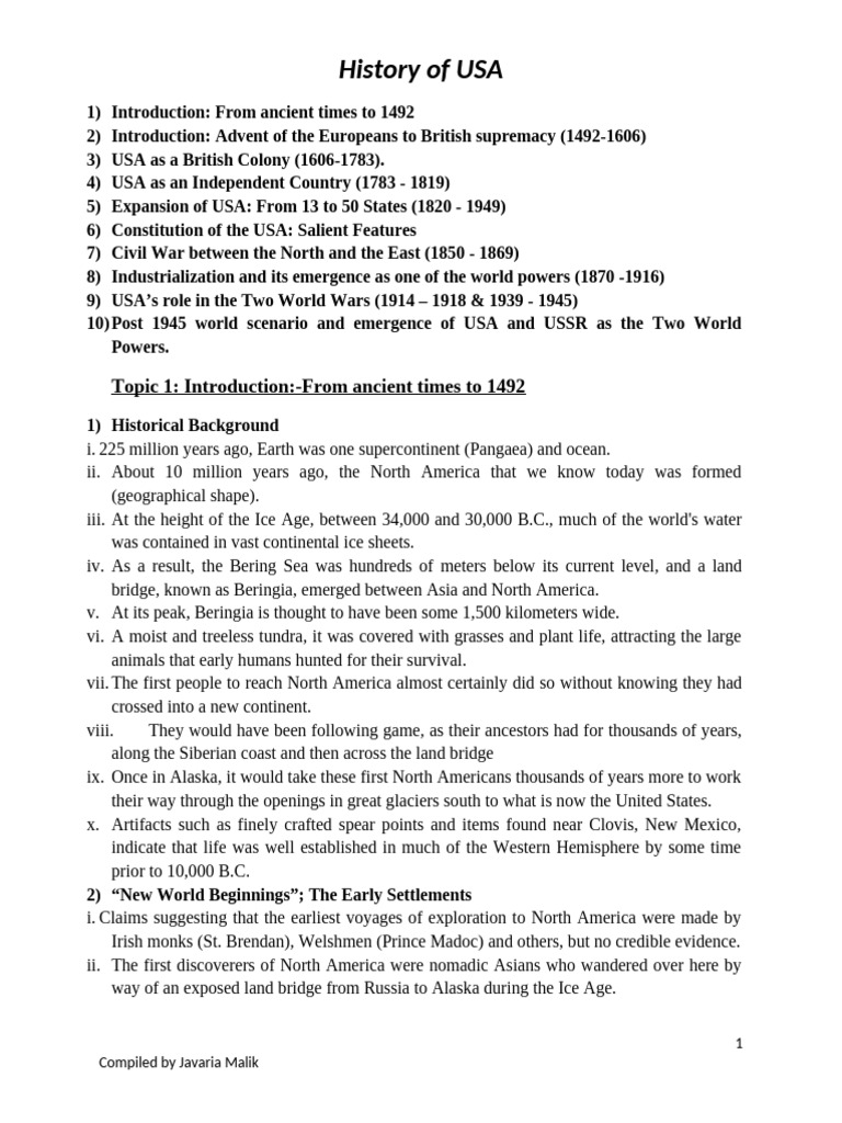 History of USA Docx | PDF | United States Bill Of Rights | New France