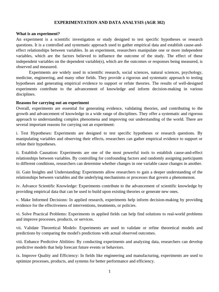 Agr 302 Data Analysis | PDF | Experiment | Analysis Of Variance