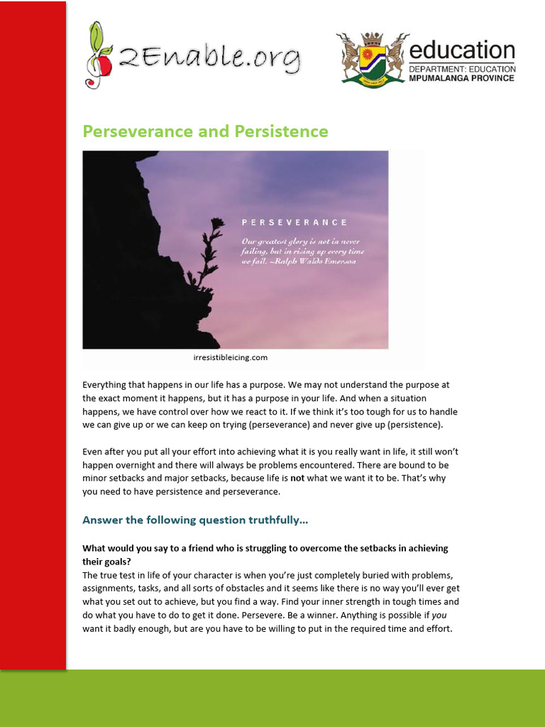 Perseverence and Persistence-4 | PDF