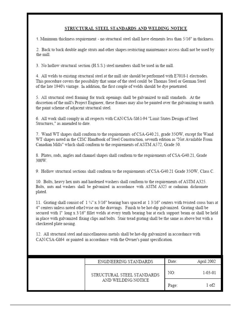 Project Specification 1-03-01-Structural Steel Standards and Welding | PDF | Structural Steel ...