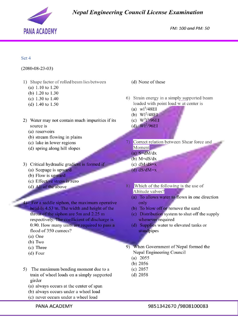 Past Question Set 4 | PDF