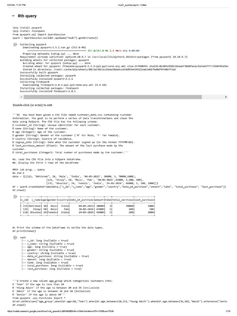 Mod1 Bda Queries | PDF