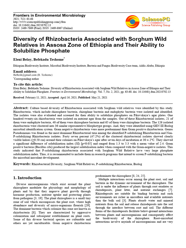 Diversity of Rhizobacteria Associated Wi | PDF | Bacteria | Prokaryote