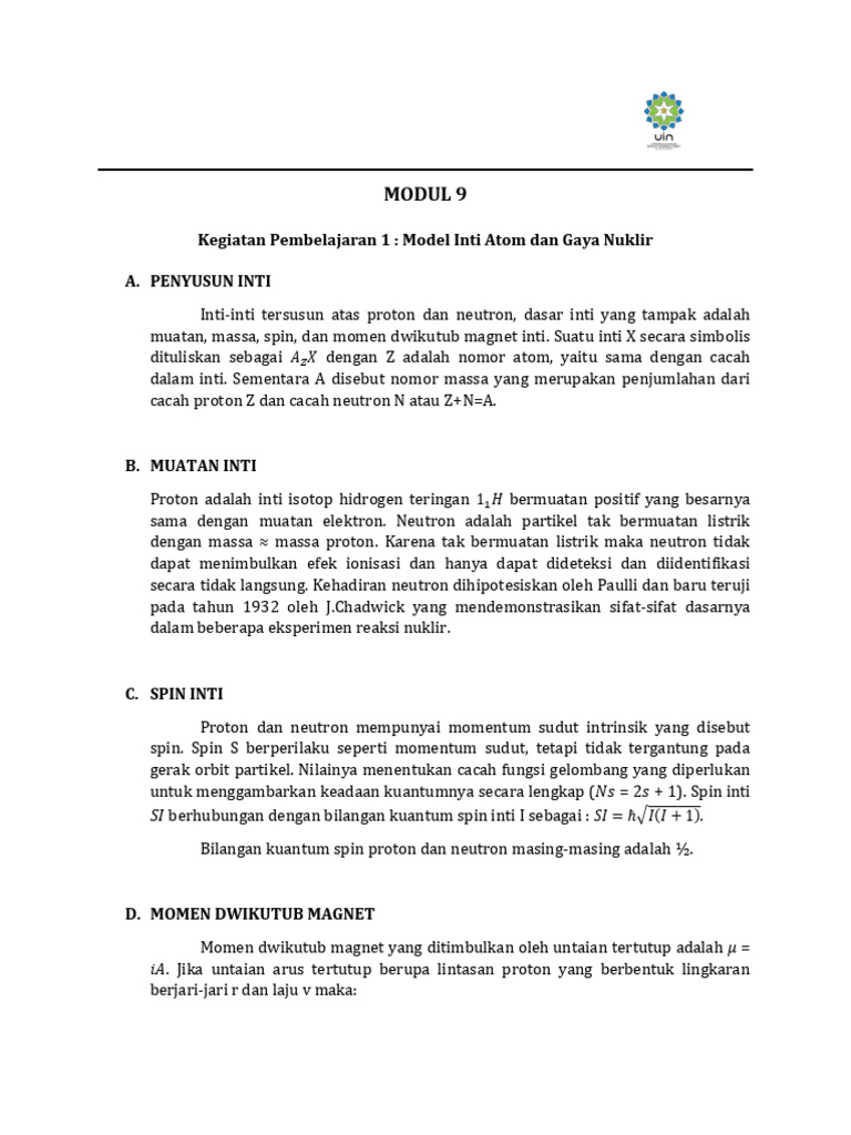 Modul Fisika Inti dan Nuklir | PDF