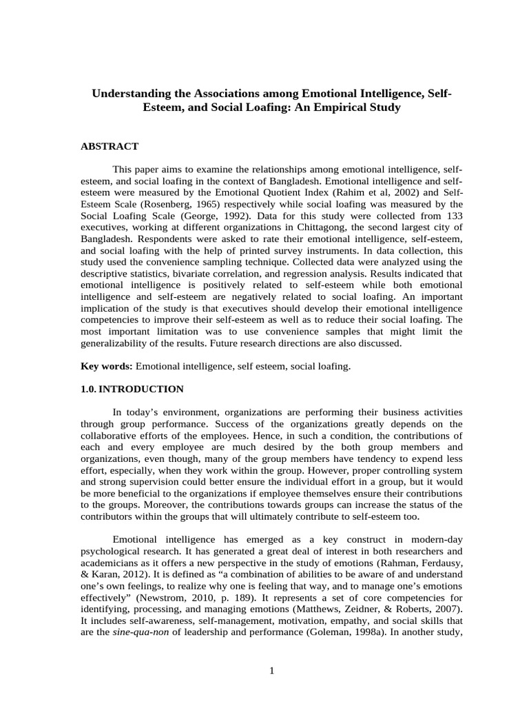 Rana 3-EI-SE SL | PDF | Emotional Intelligence | Self Esteem