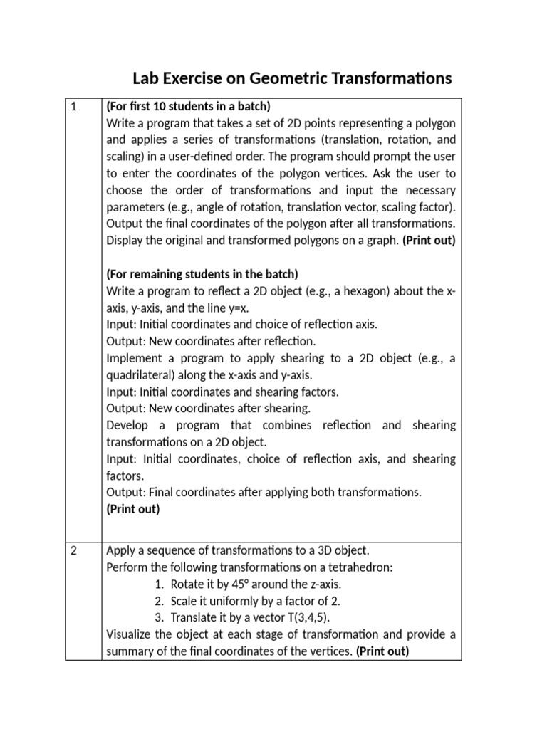 Lab Exercise 3_geometric transformations | PDF | 2 D Computer Graphics ... Lab Exercise 3_geometric transformations | PDF | 2 D Computer Graphics ...