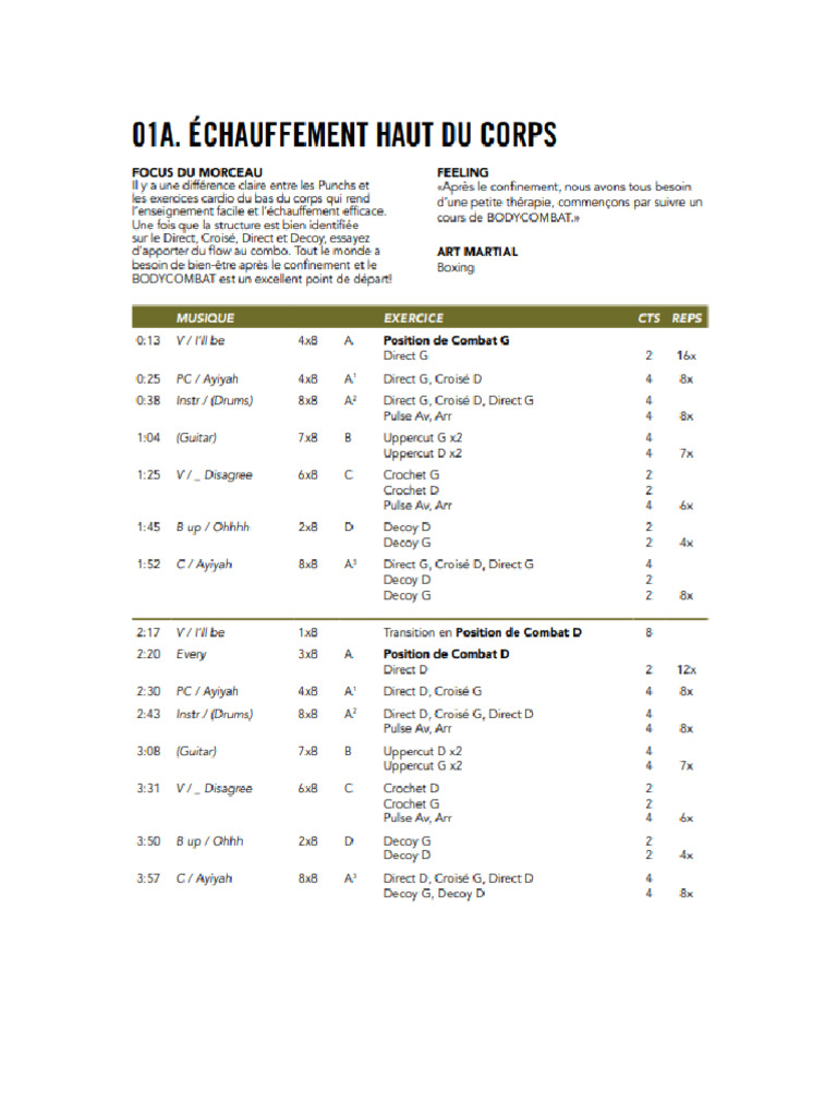 Script Body Combat Mix | PDF