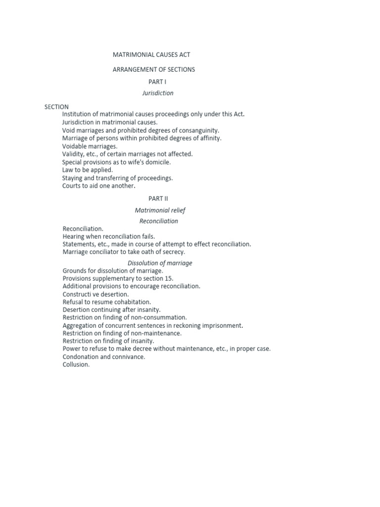 Matrimonial Causes Act and Rules | PDF | Annulment | Marriage