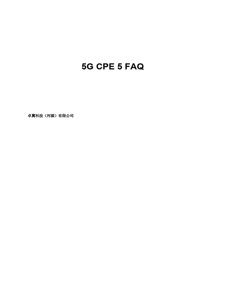 5G CPE 5 -FAQ | PDF