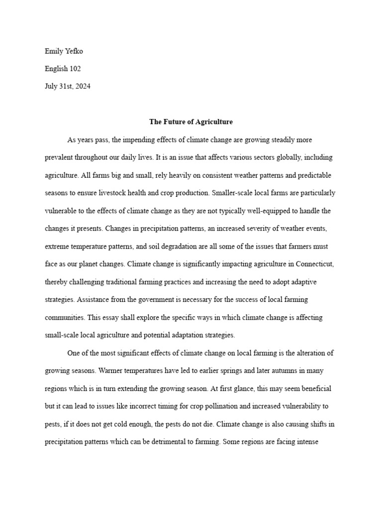 Module 6 - Draft of Problem-Solution Proposal-1 | PDF | Agriculture | Climate Change