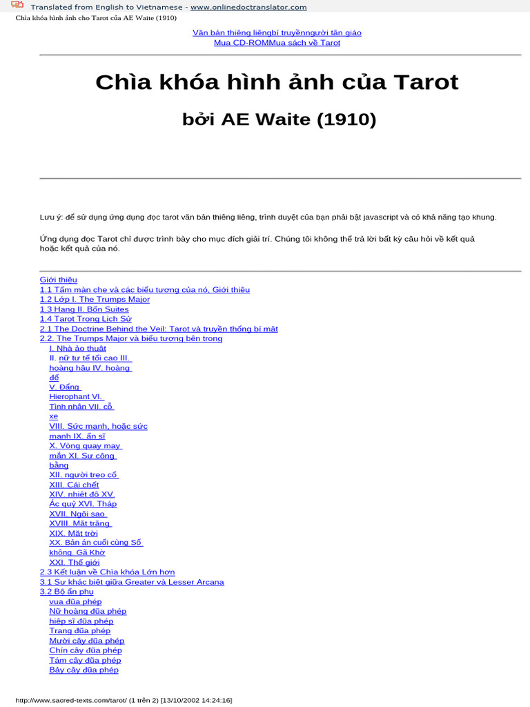 Waite Pictorial Key To The Tarot - En.vi | PDF