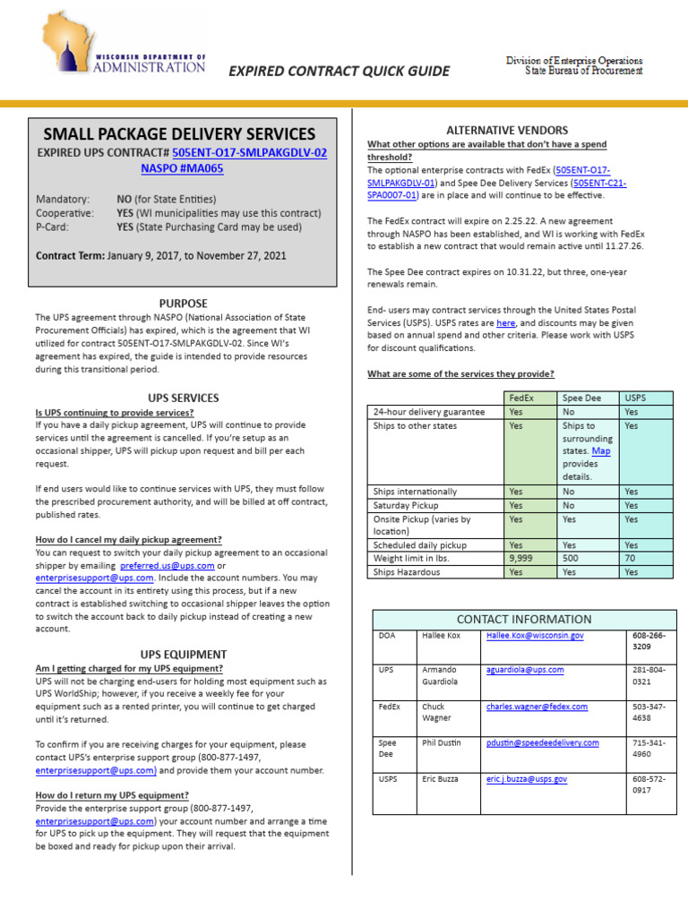 Expired Contract Quick Guide - Revised 12.15 | PDF | United States ...