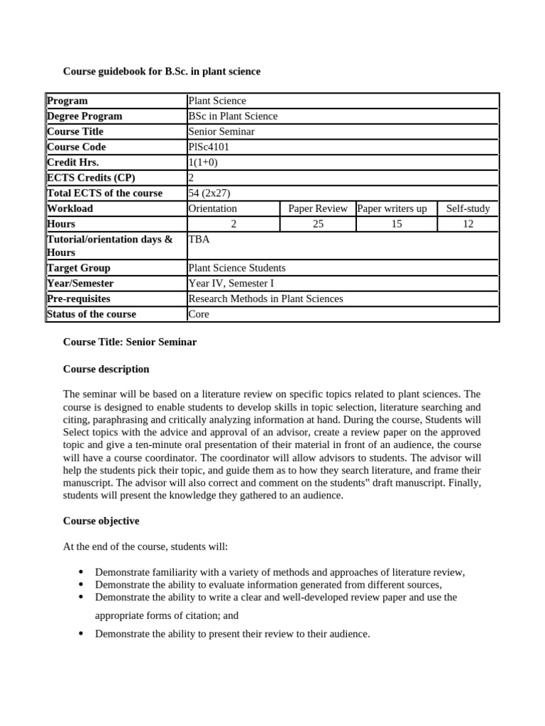 Senior Seminar Courseoutline | PDF | Science | Cognition