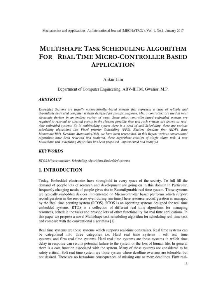 Multishape Task Scheduling Algorithm For Real Time Micro-Controller Based Application | PDF ...