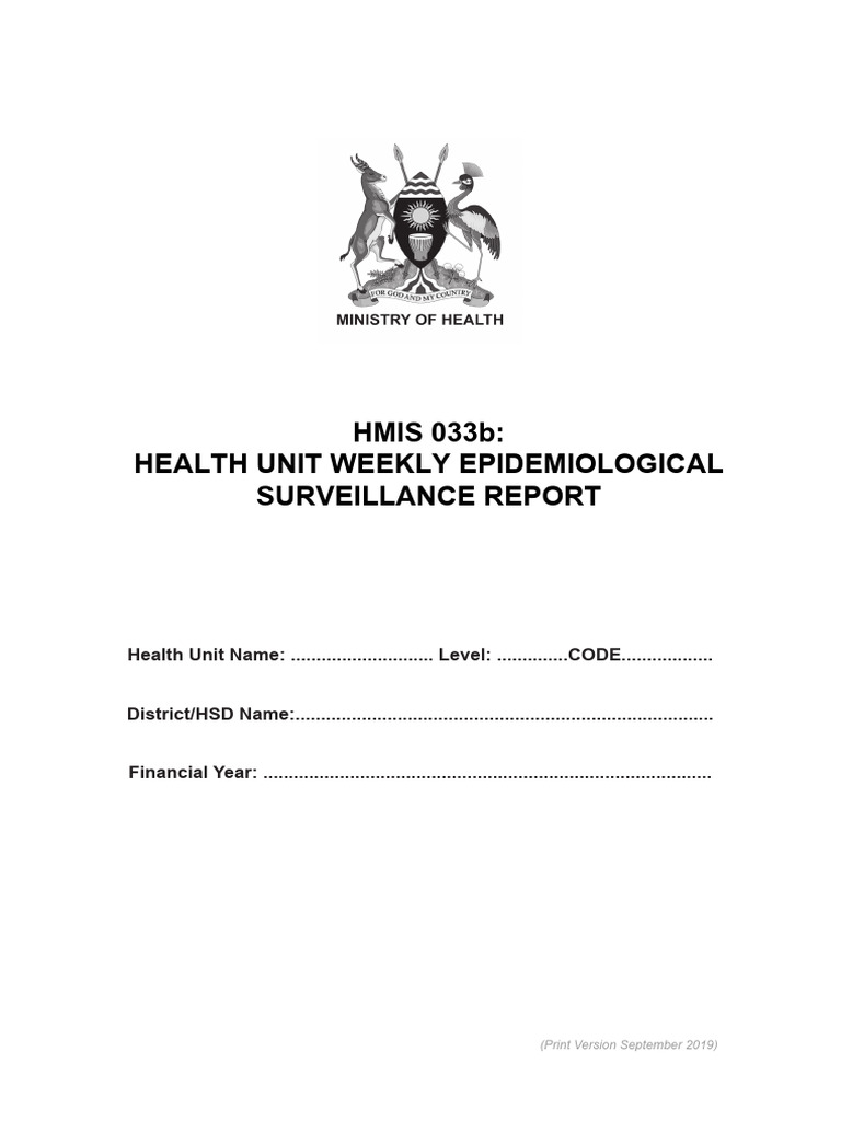 HMIS 033b HEALTH UNIT WEEKLY EPIDEMIOLOGICAL | PDF | Tuberculosis | Medical Humanities