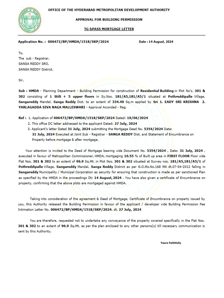 SROLetter 006472 BP HMDA 1518 SKP 2024 | PDF | Sanitary Sewer ...