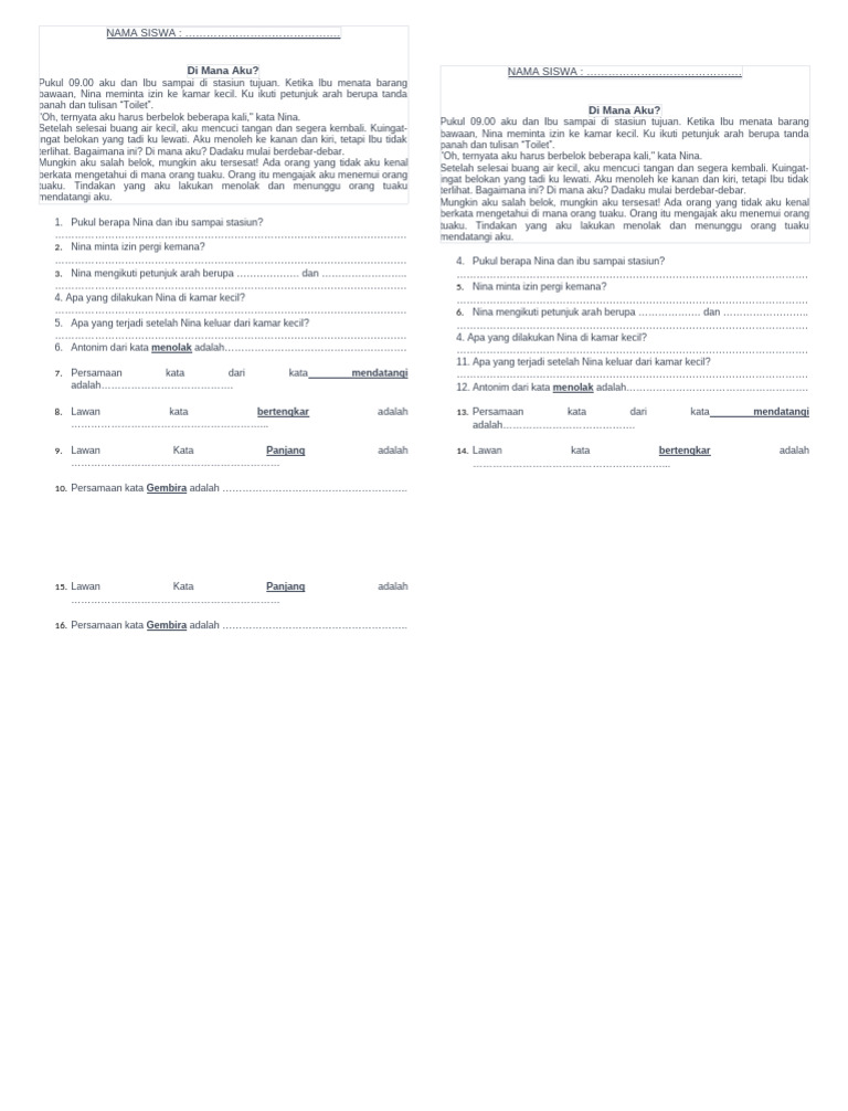 Tugas Bahasa Indonesia Kelas 3 | PDF