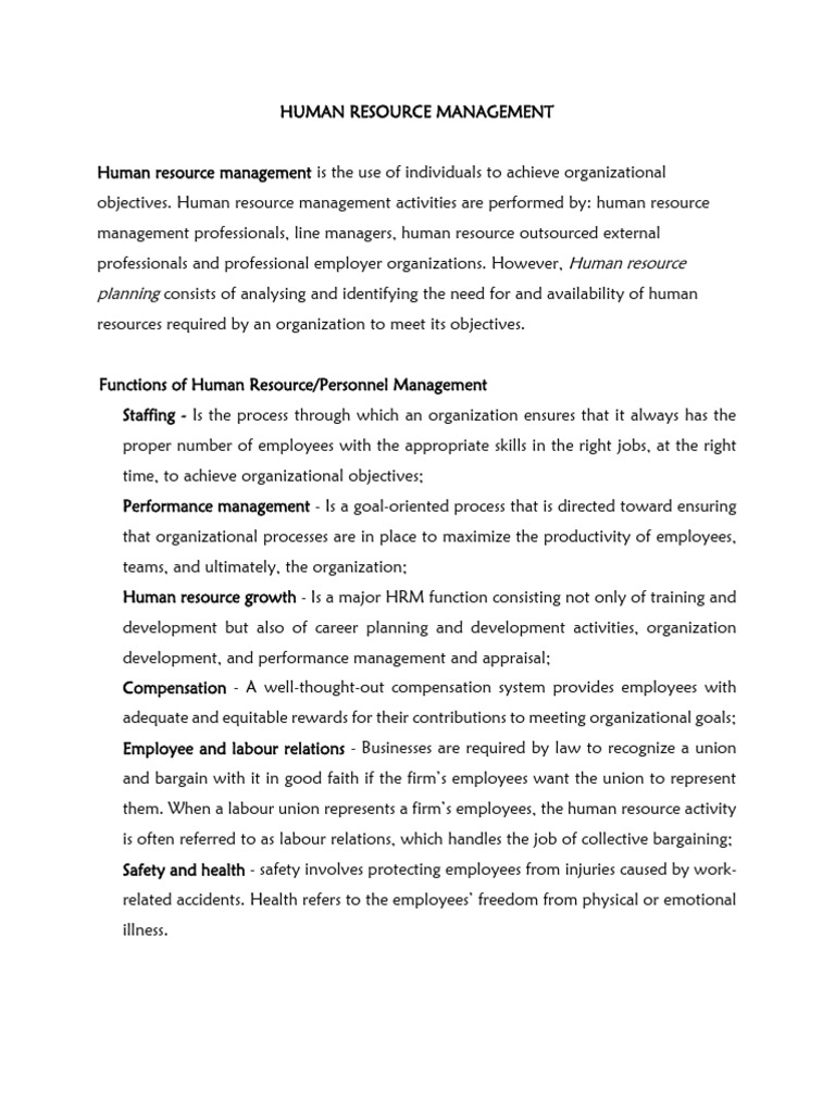 Topic III - Human Resource Management | PDF | Human Resource Management ...