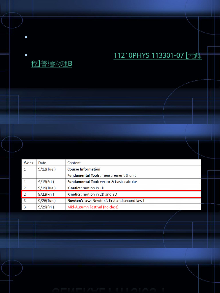 General Physics B1 Lecture4 20230922 | PDF | Acceleration | Velocity