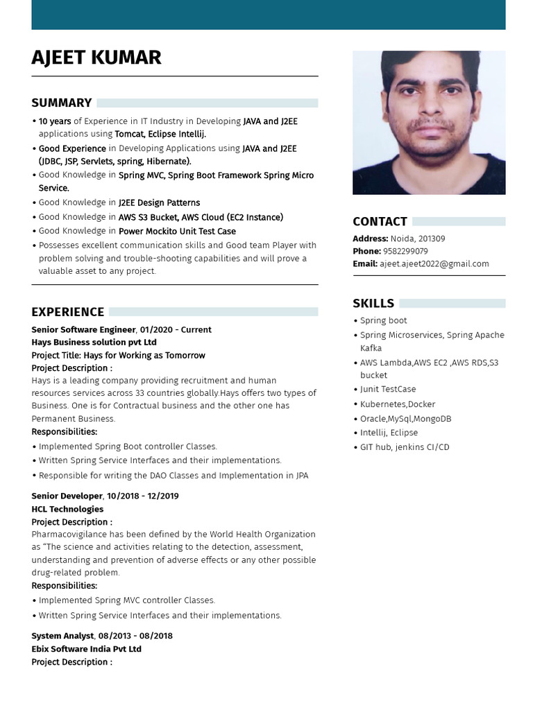 Ajeetkumar (Java Developer) | PDF | Spring Framework | Java (Programming Language)